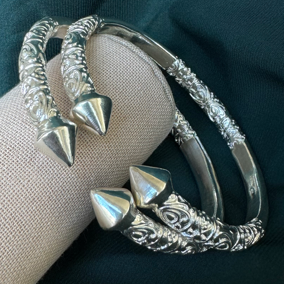 Extra Thick Pyramid 925 Sterling Silver West Indian Bangles | Caribbean ...