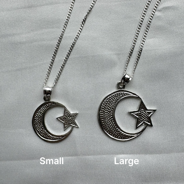Better Jewelry Sterling Silver .925 Muslim / Islam Crescent Moon + Sta ...