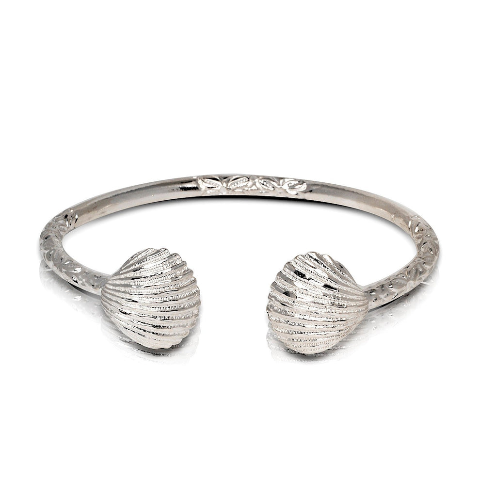 Scallop Sea Shell .925 Sterling Silver West Indian Bangle, 1 piece ...